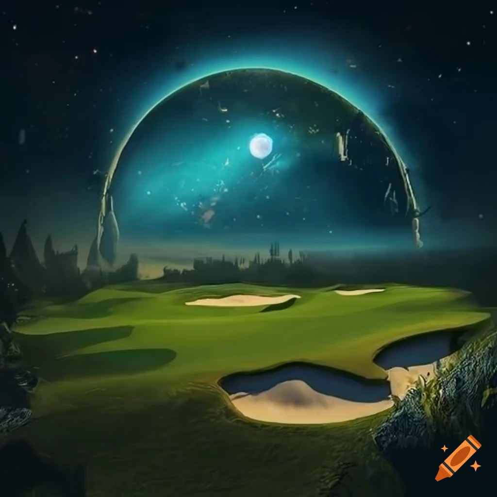 Cyberpunk space golf course