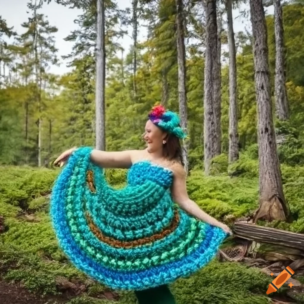 Forest-themed crochet wearables on Craiyon