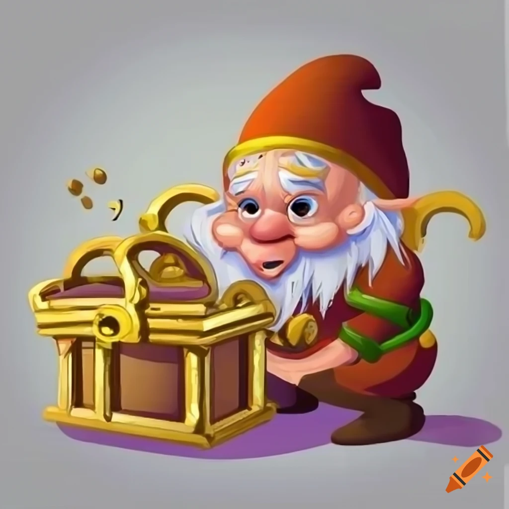 Cartoon dwarf with a treasure on Craiyon