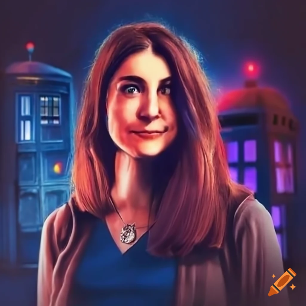 Image of dr. katie bouman with the tardis on Craiyon