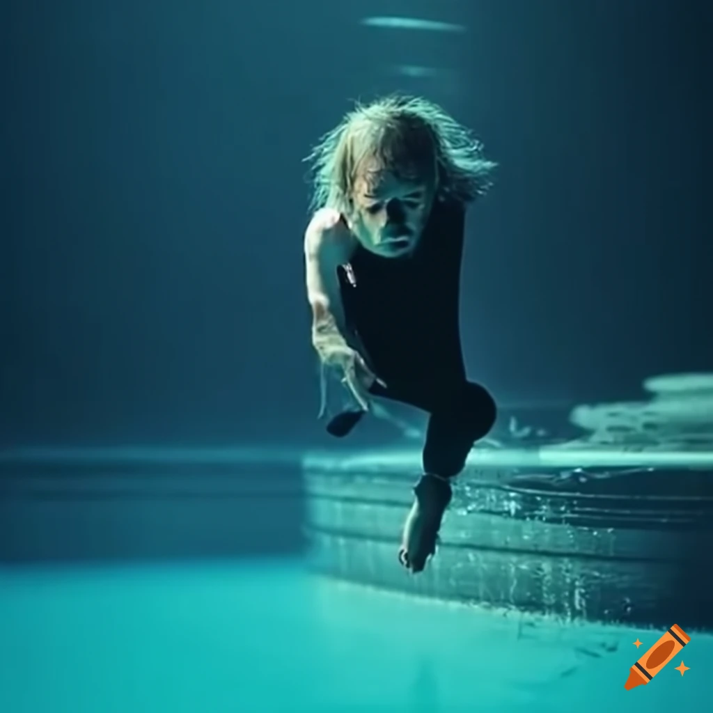 Thom yorke of radiohead diving into a pool