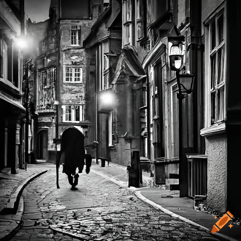 Black and white image of ghosts chasing someone on Craiyon