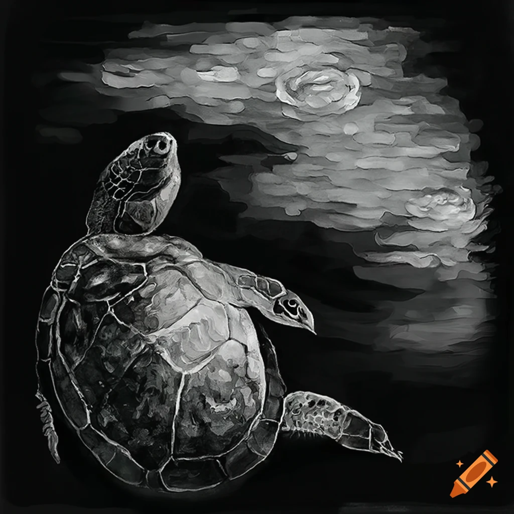 Starry night with a turtle on Craiyon