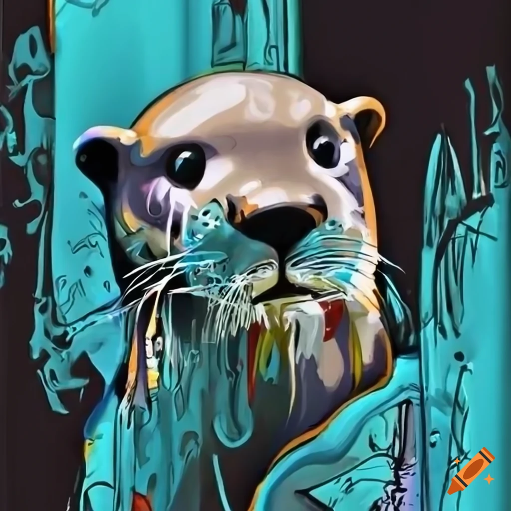 Abstract graffiti art of an otter on Craiyon