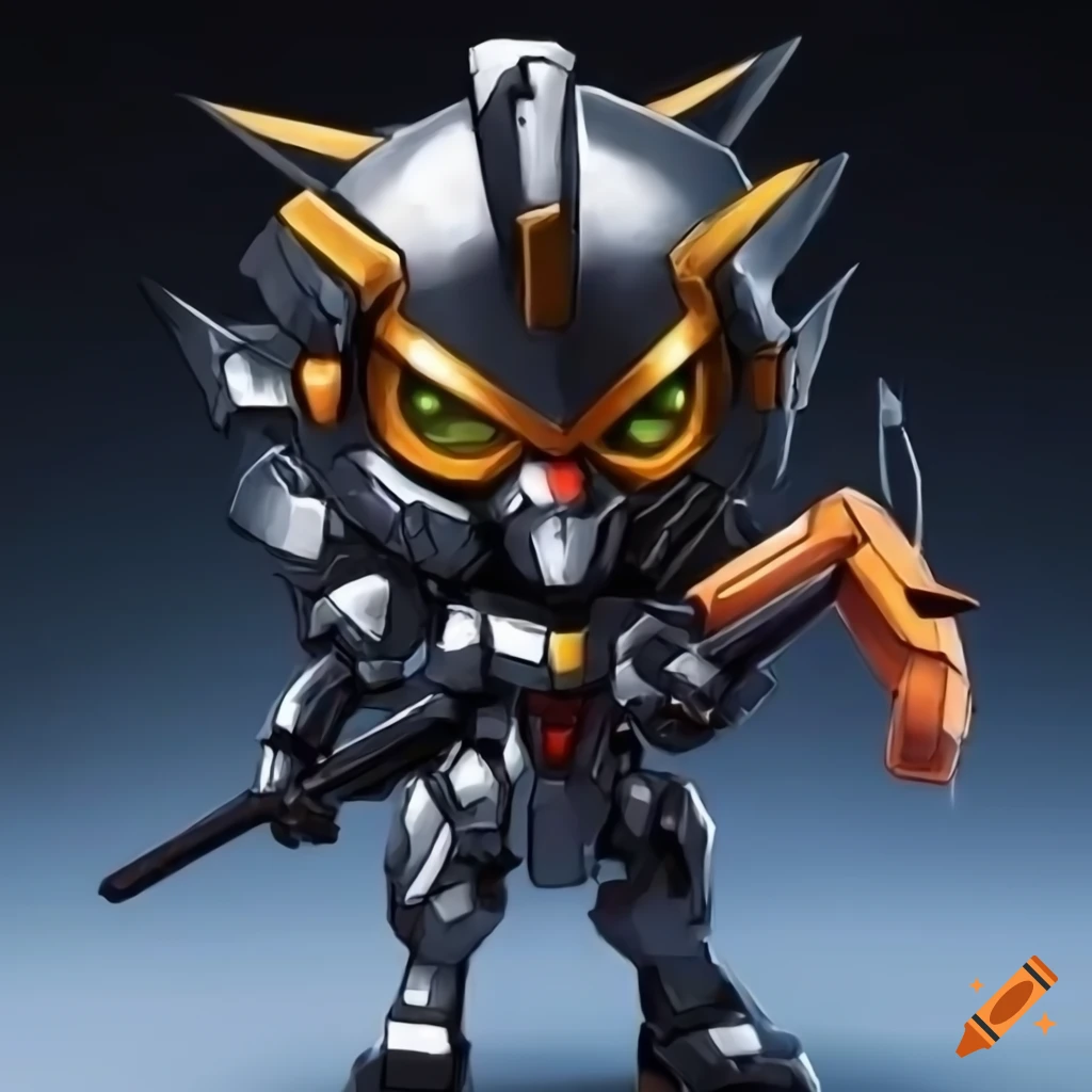 Metallic chibi robot in samurai armor on Craiyon
