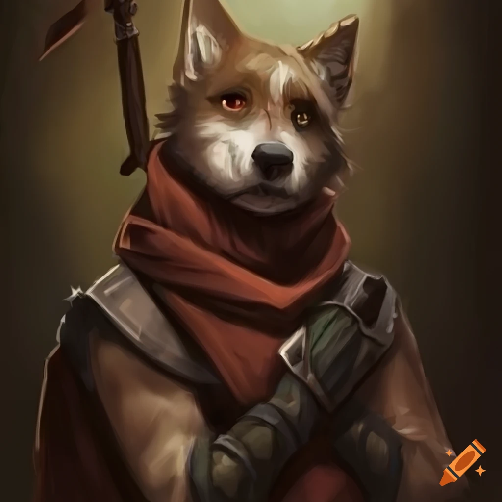 Illustration of a sneaky anthropomorphic dog ninja on Craiyon