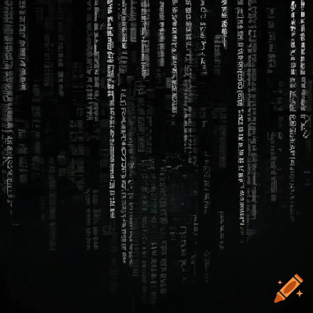 Dark matrix code fading into black background wallpaper