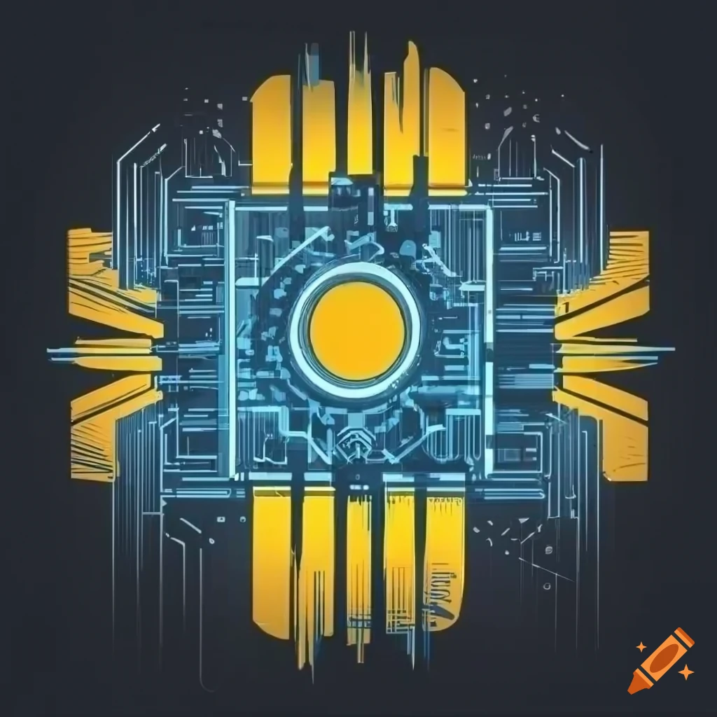 Modern abstract CPU logo with an eye symbol on Craiyon