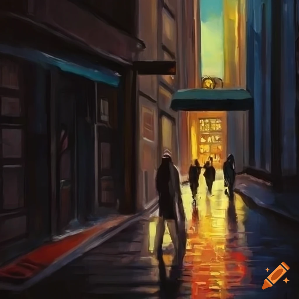 Edward hopper-style painting of a quiet norwegian street scene on Craiyon