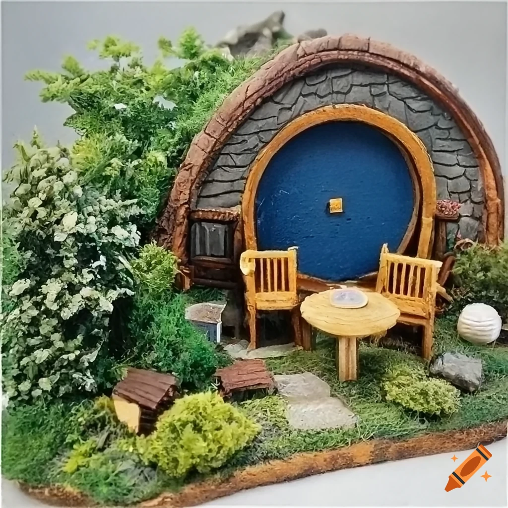 Photo of a miniature cozy hobbit house on Craiyon
