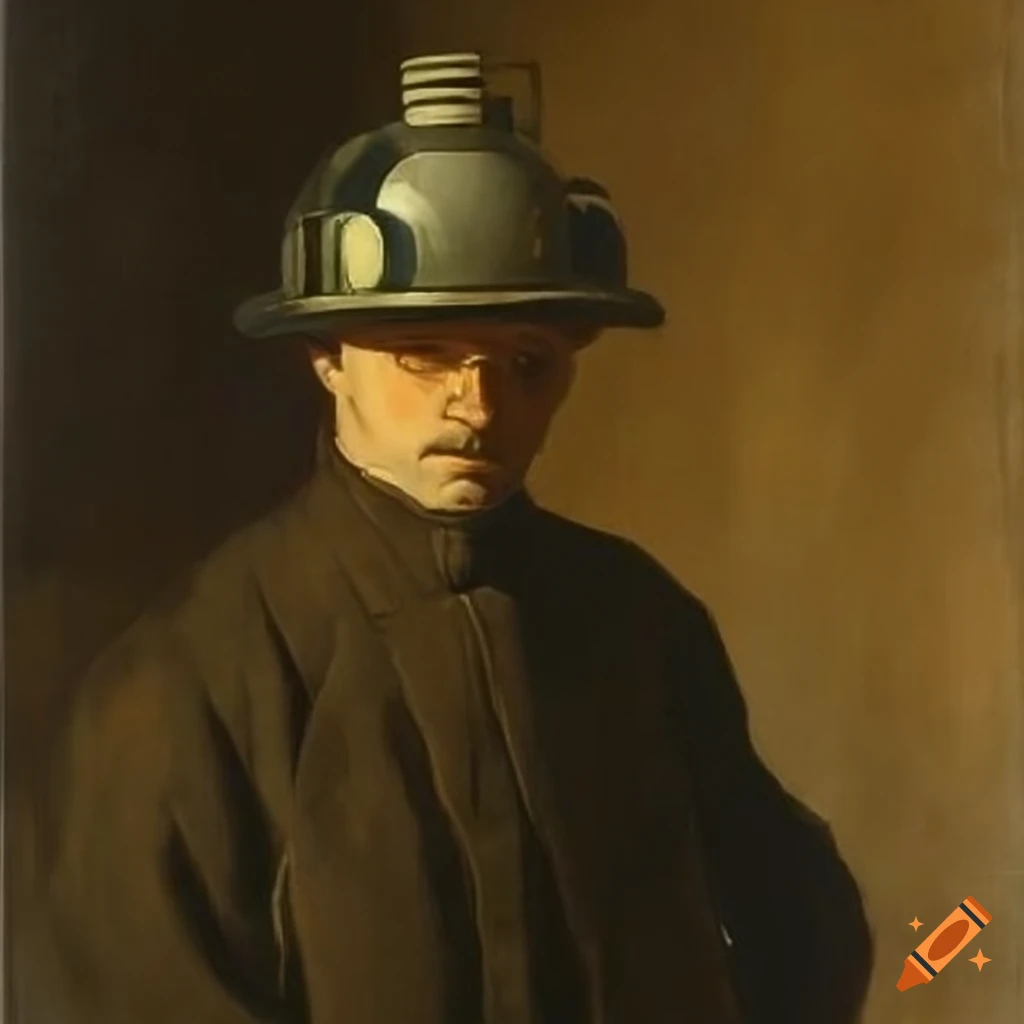Painting of a man wearing sci-fi cap and goggles on Craiyon