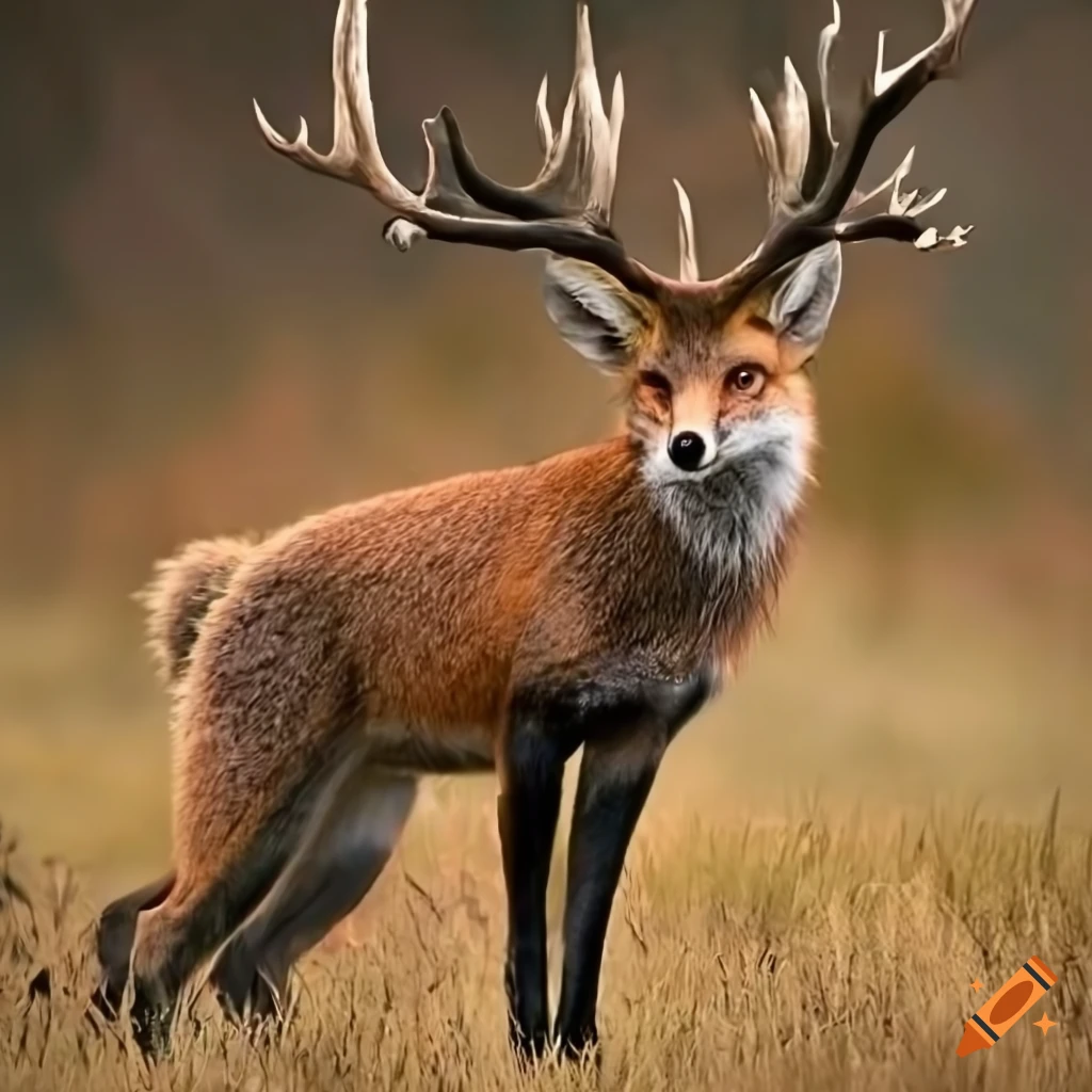 Majestic image of a fox with antlers on Craiyon