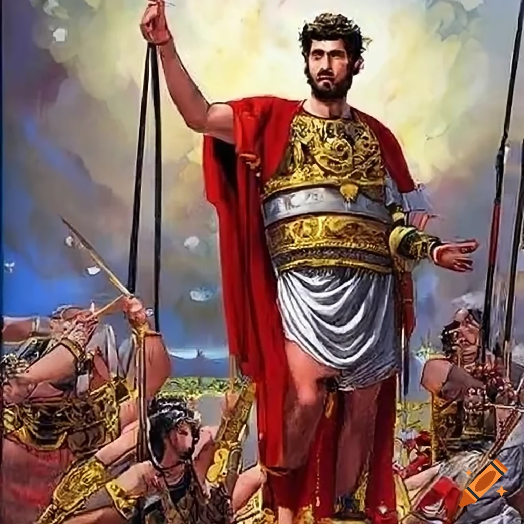 Depiction of a Roman emperor receiving a vision from Dionysus on Craiyon