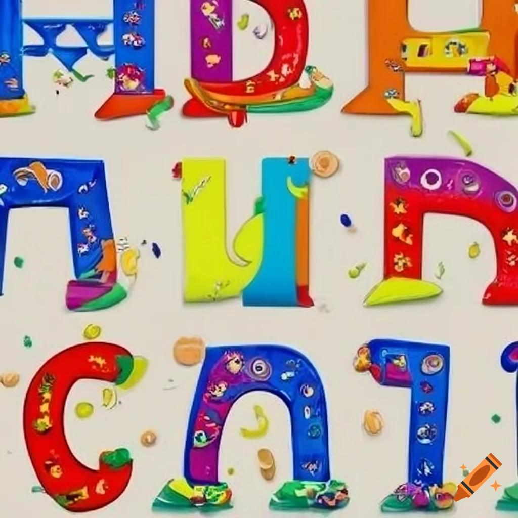 Colorful poster of Jewish alphabet characters on Craiyon