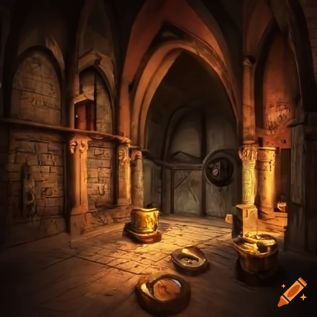 Inside view of a medieval treasure vault