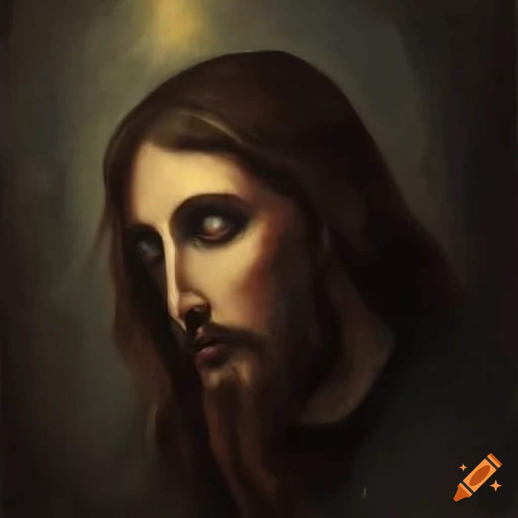 Gothic painting of jesus smoking on Craiyon