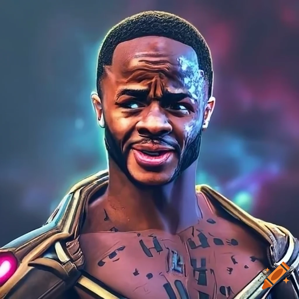 Raheem sterling with the infinity gauntlet on Craiyon