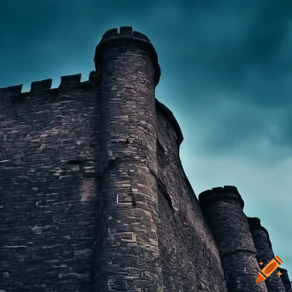 Castle with crystal leaf-shaped walls under dark sky on Craiyon
