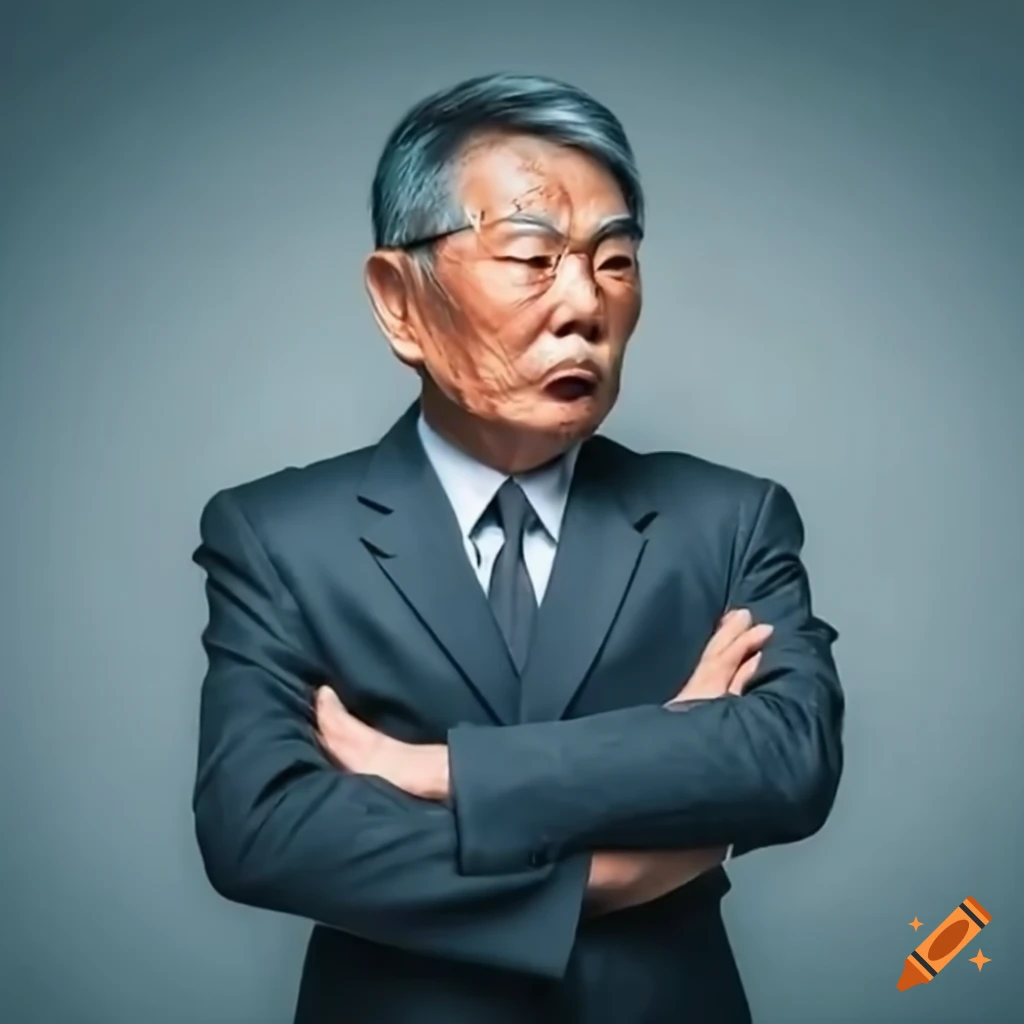 Japanese man in business suit with stern expression