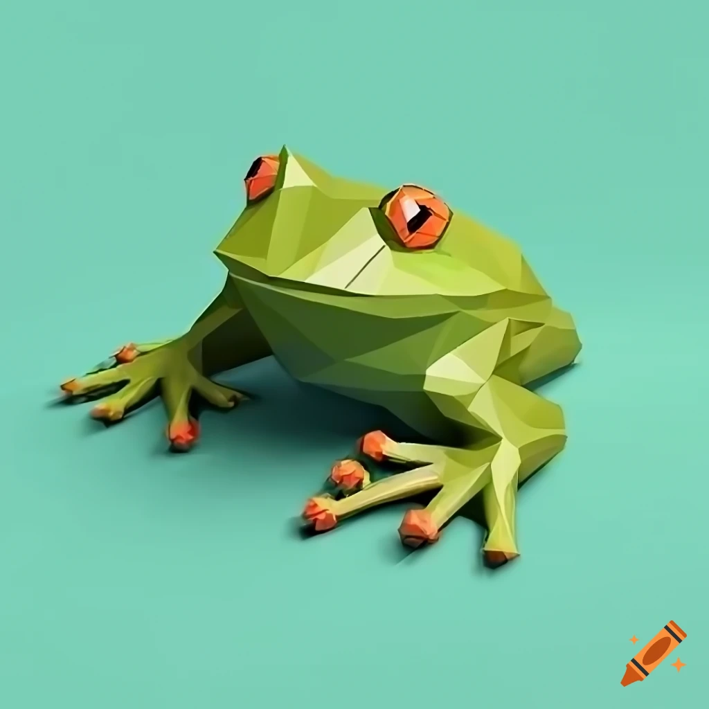 Low poly 3d frog sculpture on Craiyon