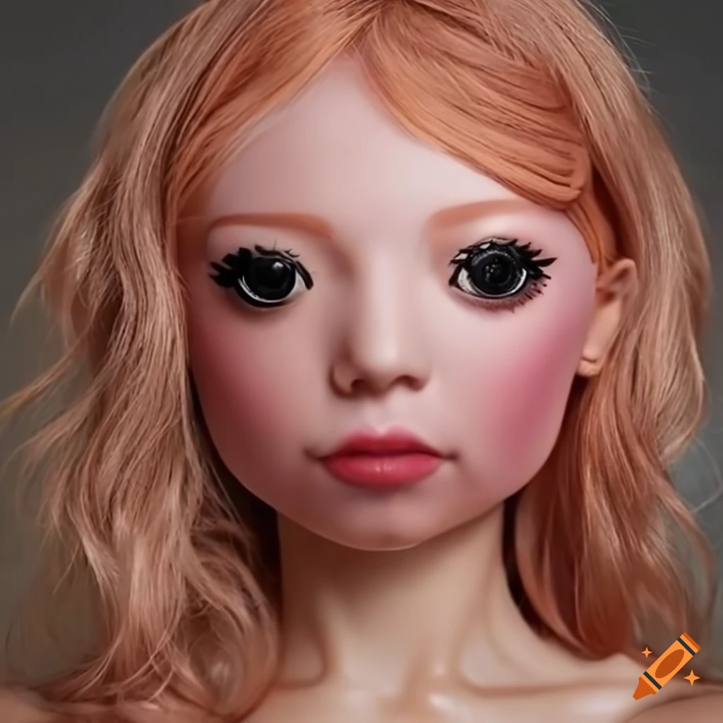 Portrait of a woman morphing into a lalaloopsy doll on Craiyon