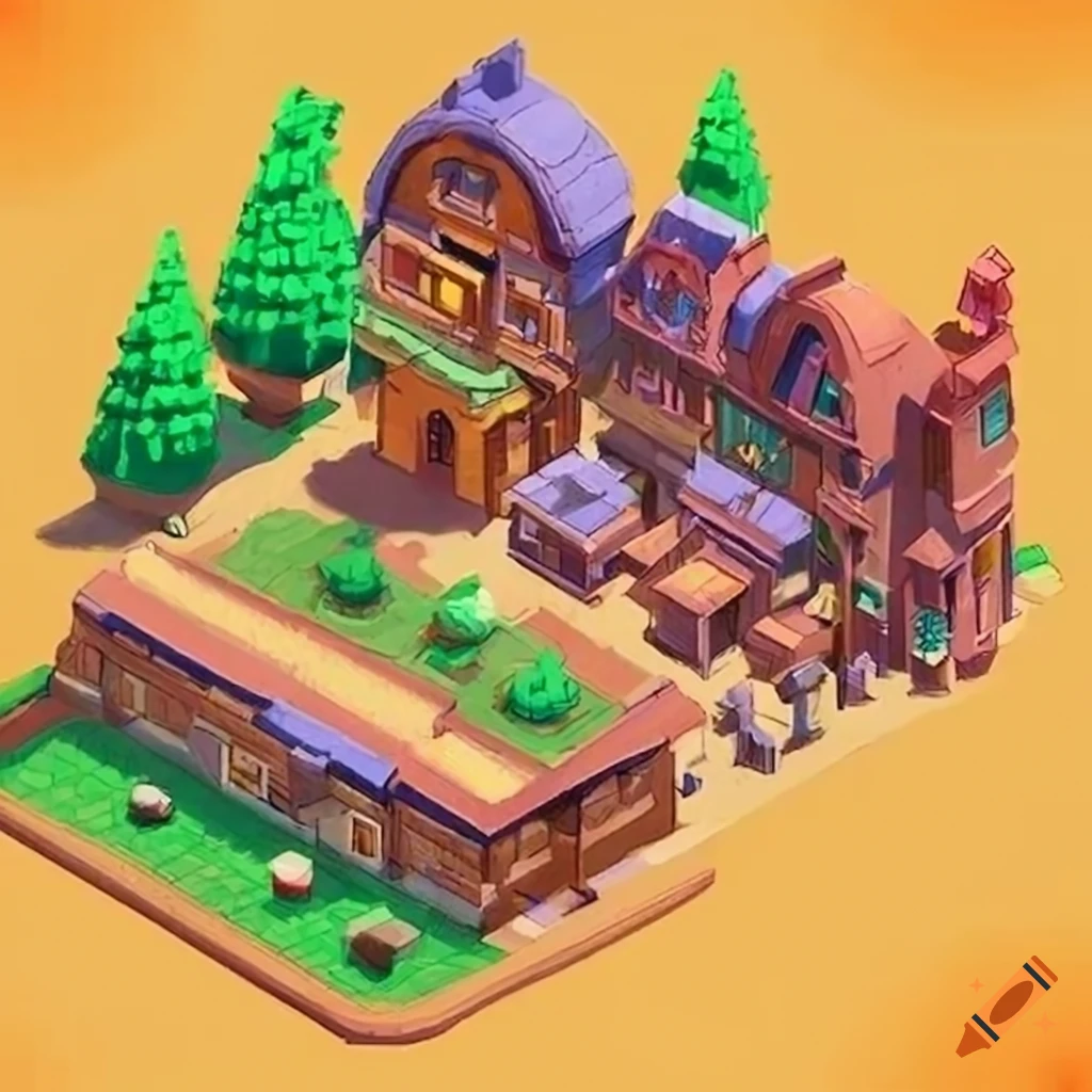 Isometric world on Craiyon