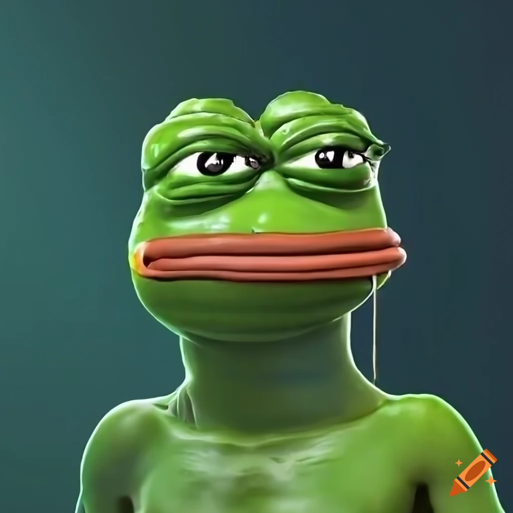 Pepe the frog with green up arrows in the background