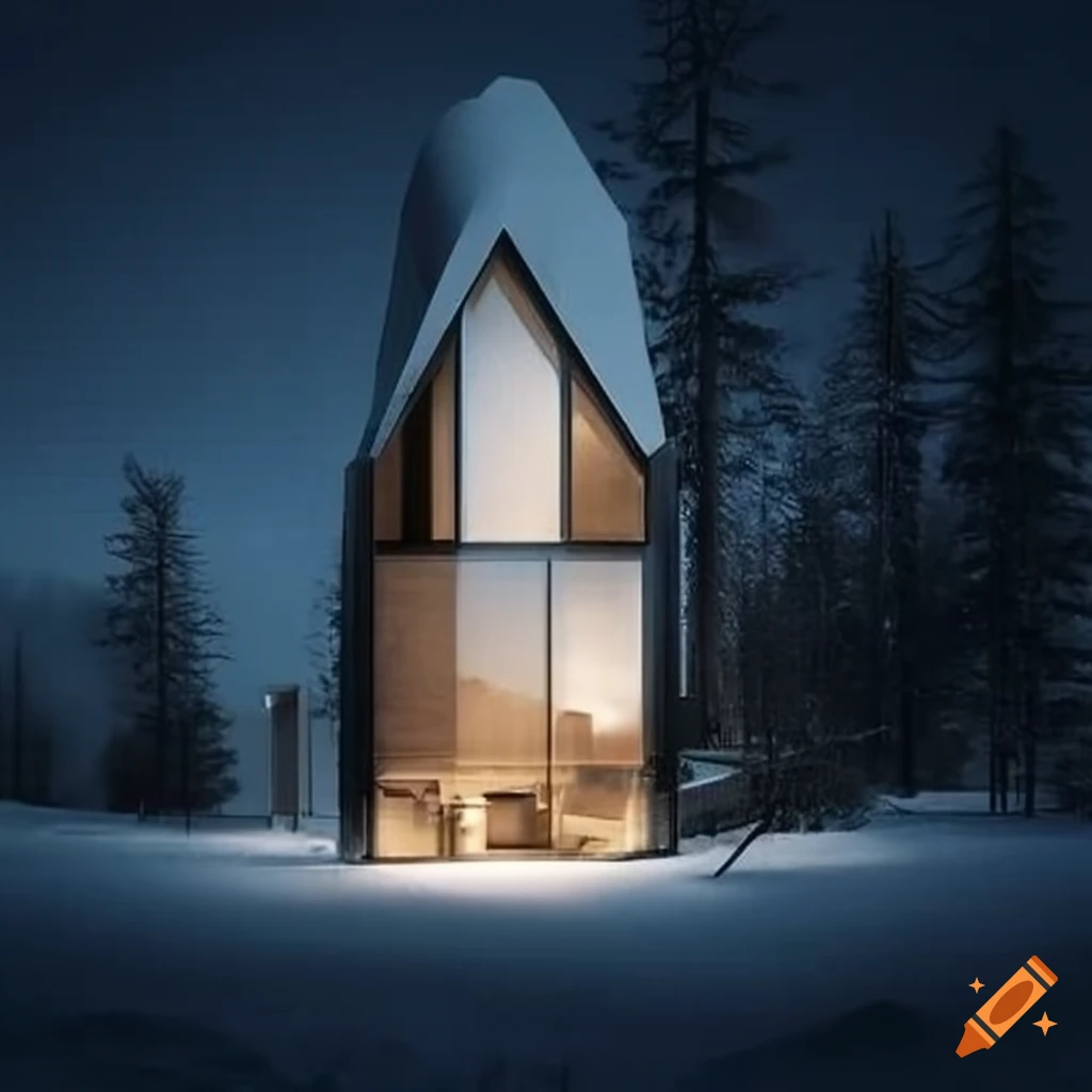 Norwegian nordic minimalist tower cabin architecture on Craiyon