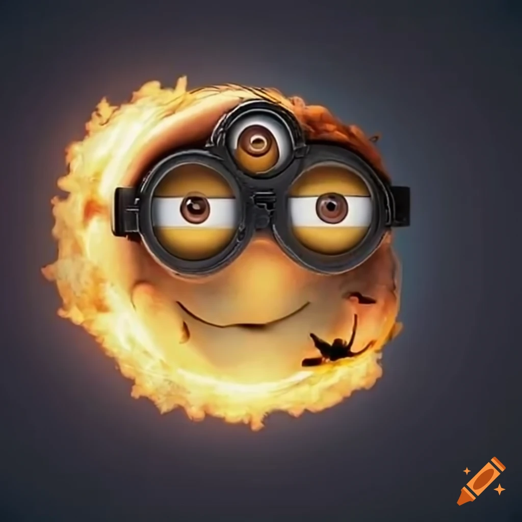 Minion on the moon with an explosion