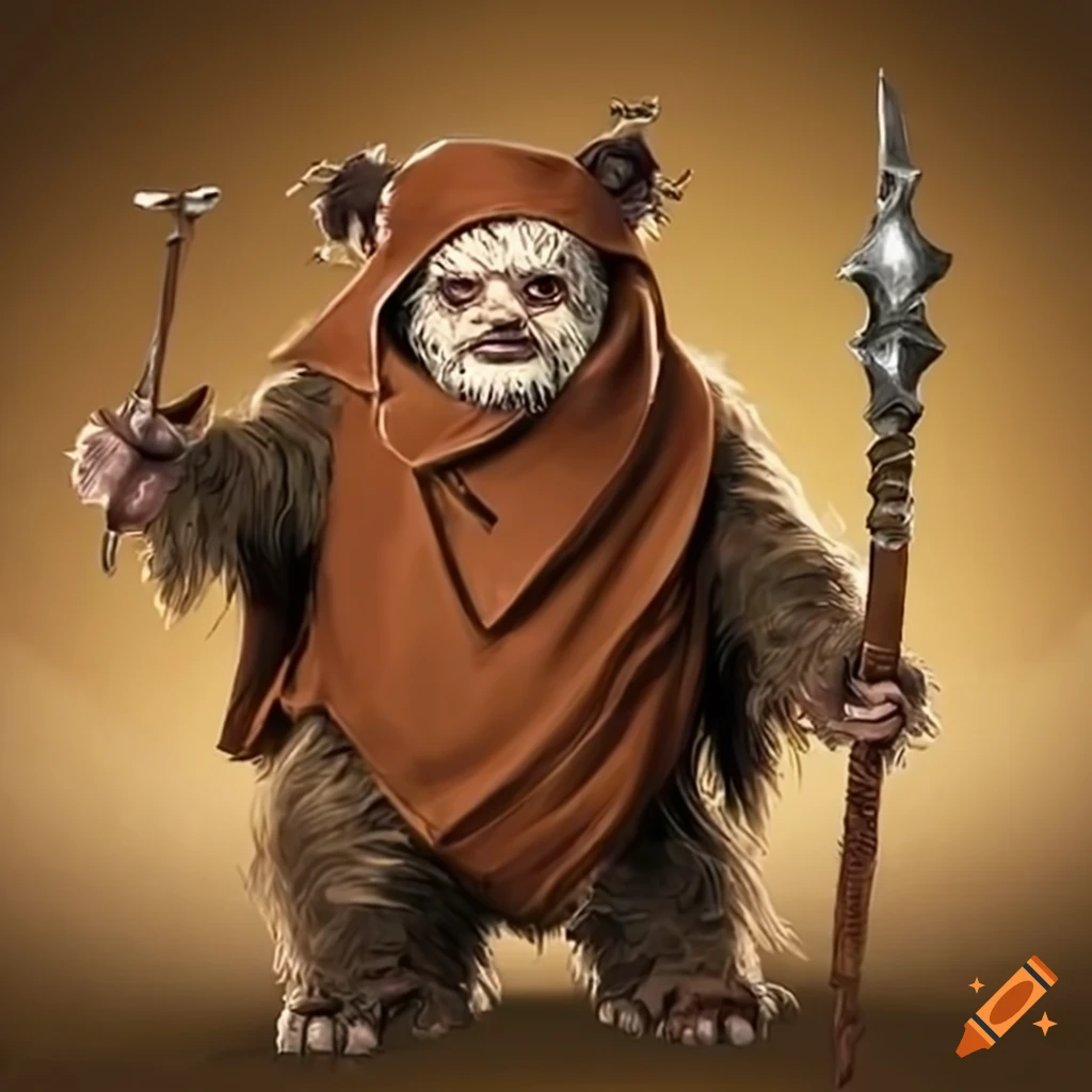 Ewok holding a spear on Craiyon