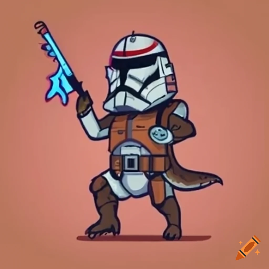 Meme of commander rex riding a roaring t-rex on Craiyon