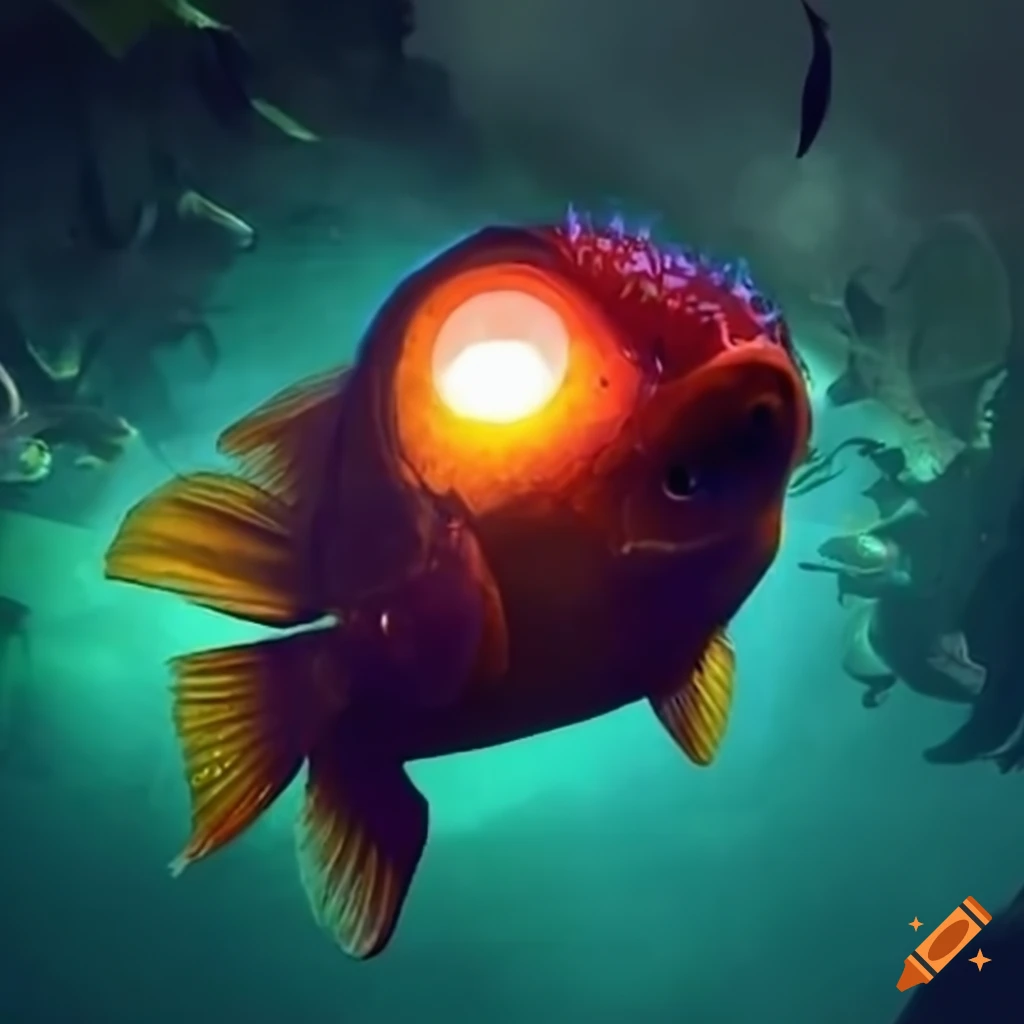 Illustration of a fish with superpowers and a cool wizard on Craiyon