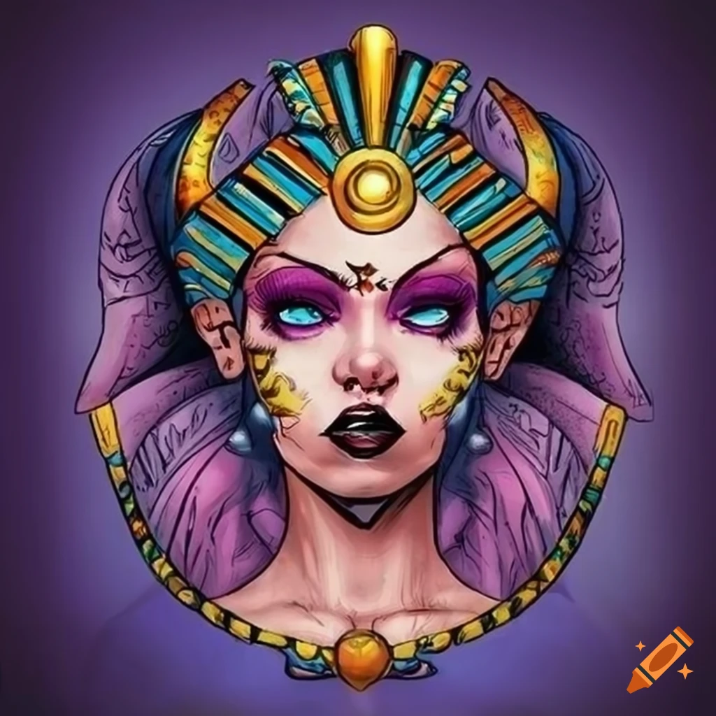 Psychedelic comic style sumerian sphinx on Craiyon