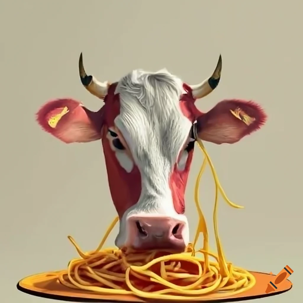 Cow eating a burger on Craiyon