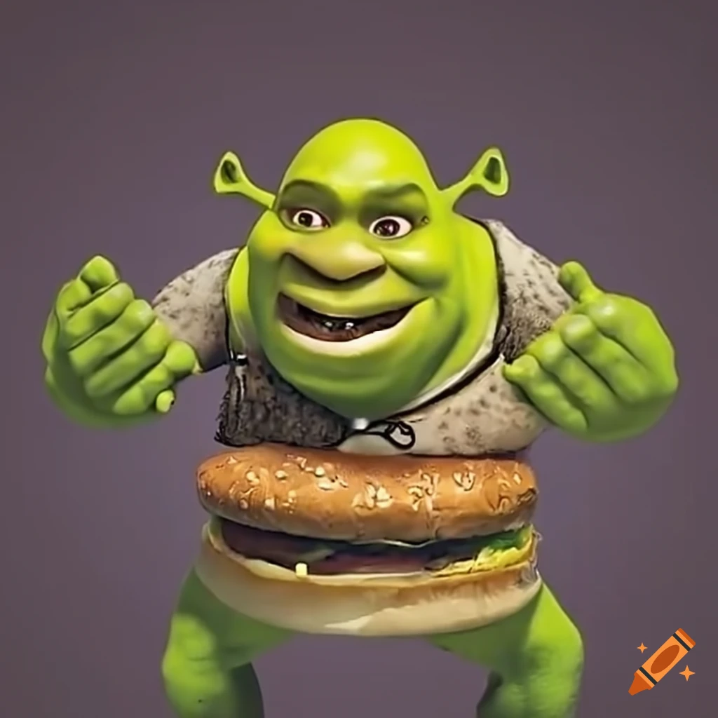 Shrek cooking burgers on Craiyon
