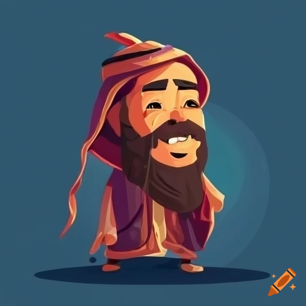 Cartoonish half-body of a mysterious arab merchant on Craiyon