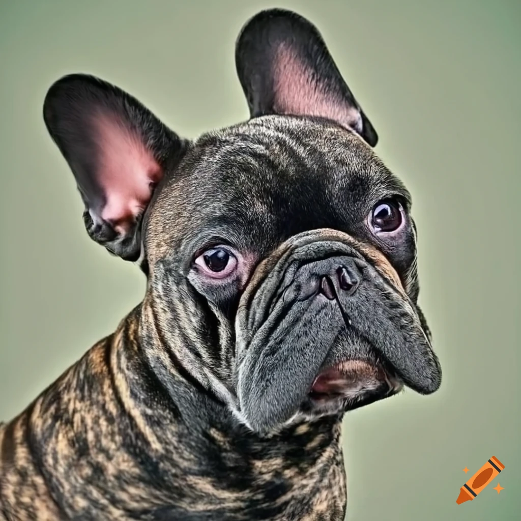 Cute muscular black brindle french bulldog on Craiyon