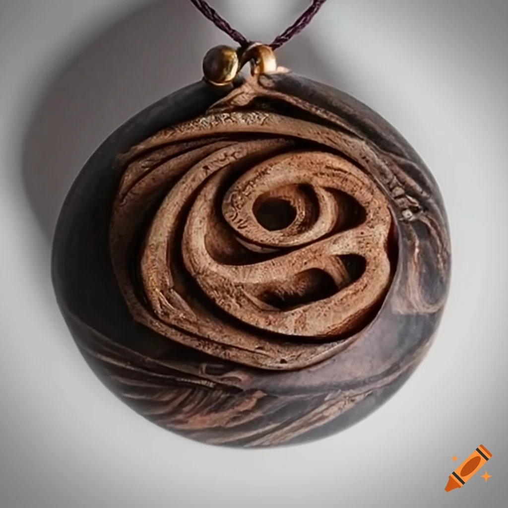 Round stone amulet with broom symbols carved on Craiyon