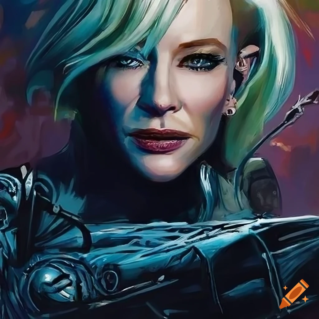 Simon bisley-style portrayal of cate blanchett as a mummy on Craiyon