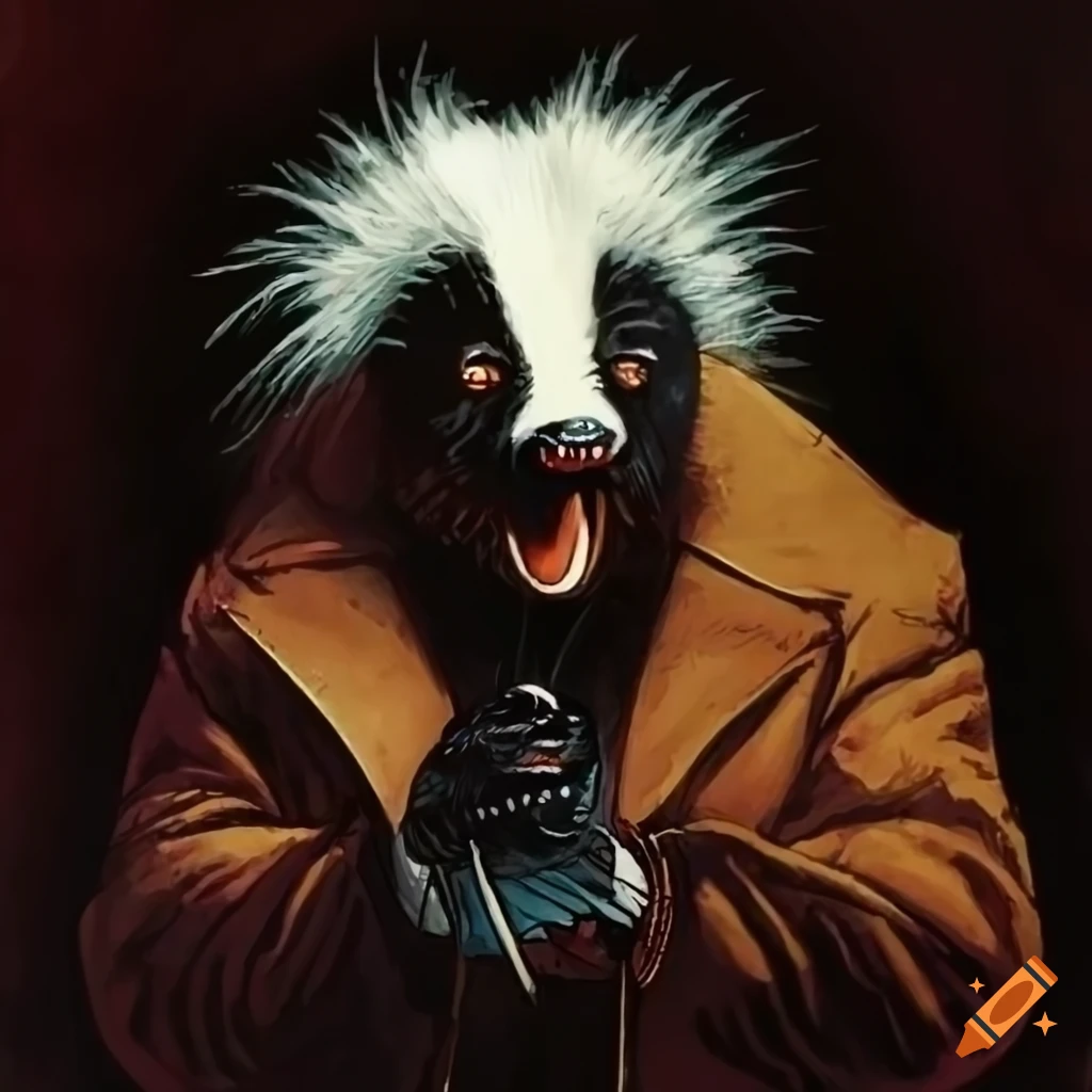 Illustration of skunk villain from batman by norman rockwell on Craiyon