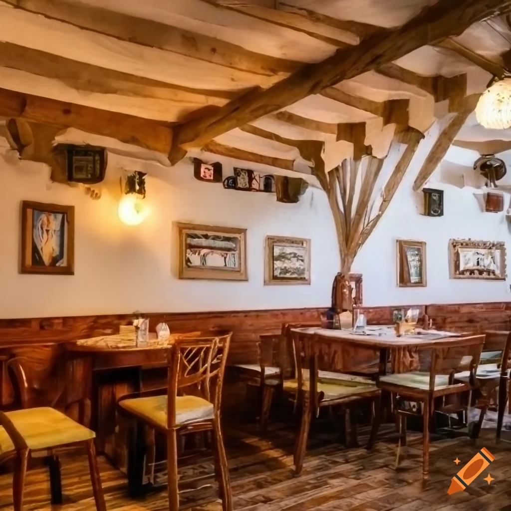 Modern and spacious slavic restaurant design on Craiyon