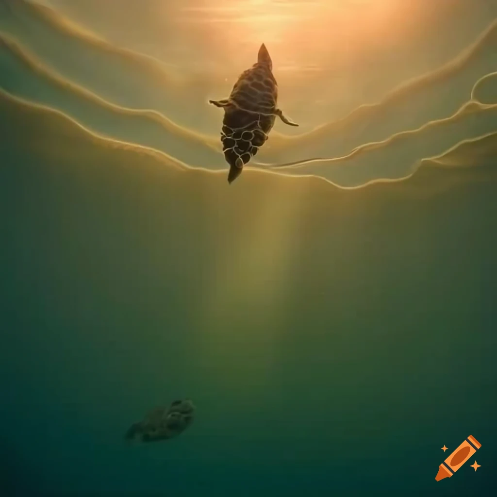 Turtle swimming gracefully in clear water on Craiyon