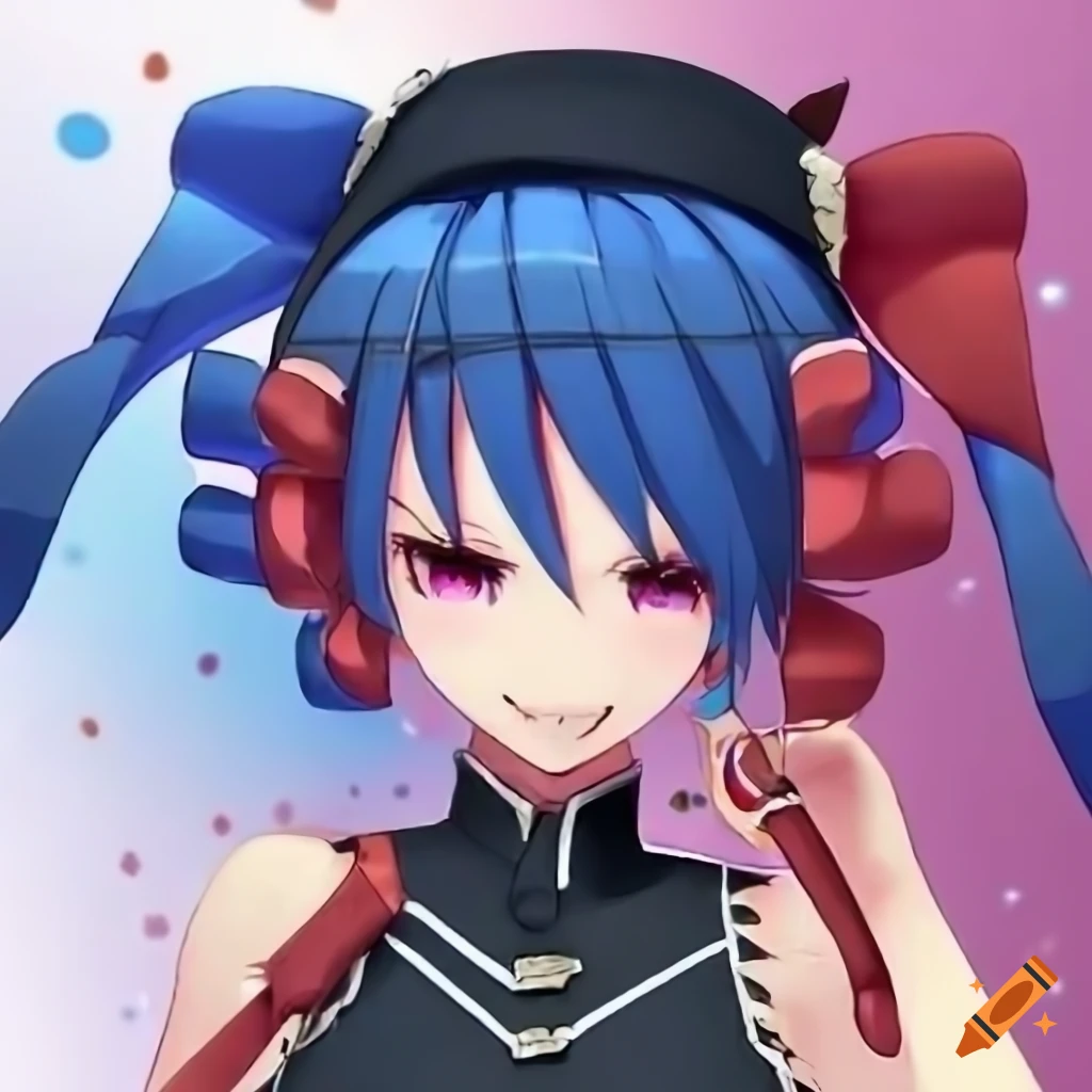 Teto Kasane wearing an army uniform with a yellow and blue flag on Craiyon