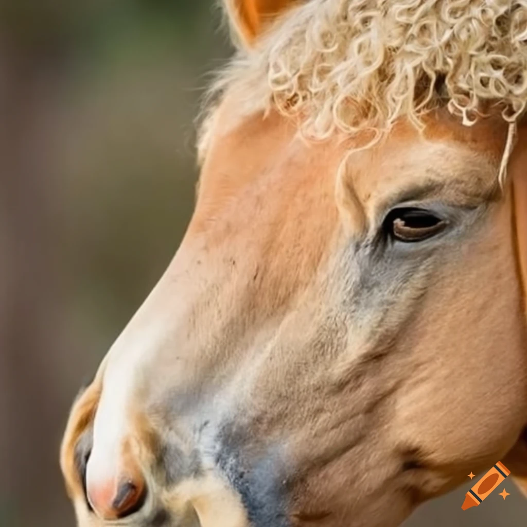 Blond curly-haired horse