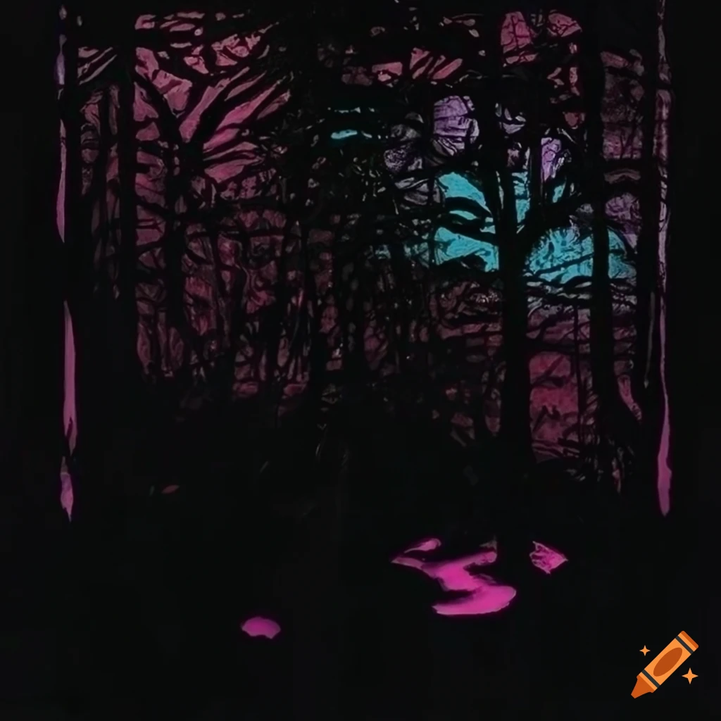 Lisa frank-inspired goth 80s black landscape on Craiyon