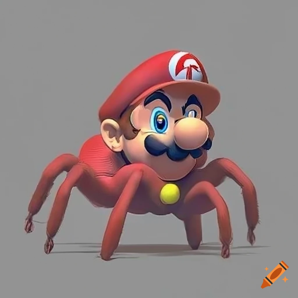 Artwork of mario transformed into a spider on Craiyon