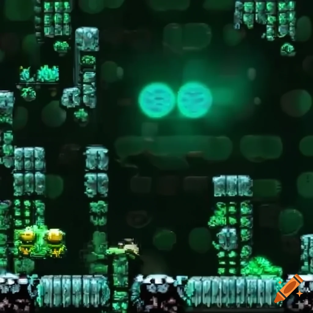 Frosty slimy bubble pillar tiles in a platform game on Craiyon