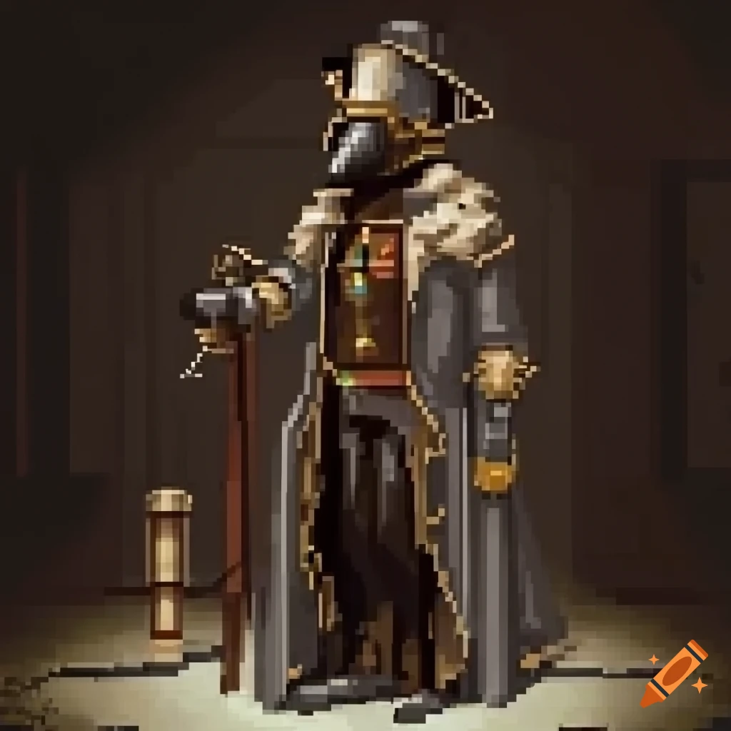 Steampunk red phone with heart gpu in pixel art style on a warhammer ...