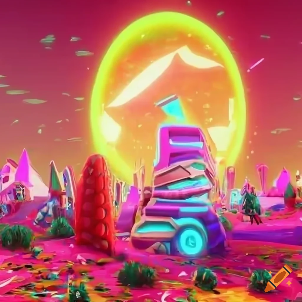 3d candyland landscape with ice cream slopes on Craiyon