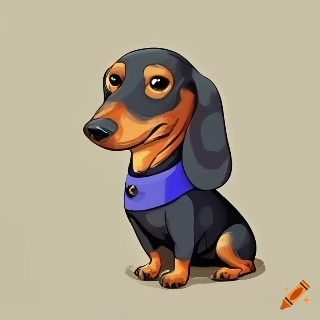 Intricately detailed cartoon artwork of a dachshund on Craiyon